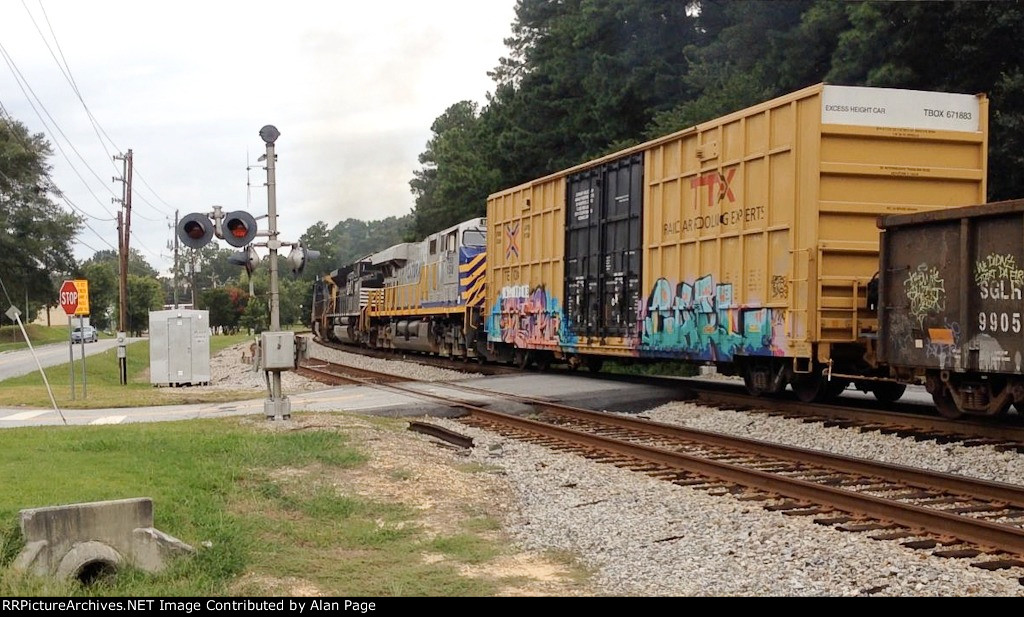 CREX ES44AC 1508 and NS SD70M 2707 give assist to CSX C40-8W 7859